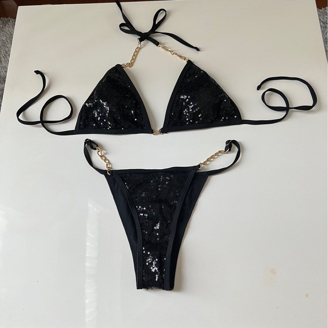 SHEIN Push-Up Black Bikini Used Once, Women's Fashion, Swimwear ...