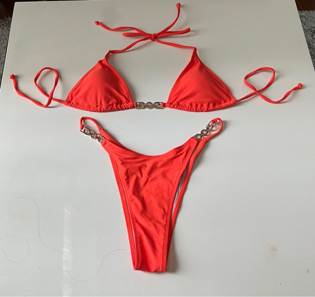 SHEIN Push-Up Orange Bikini Used Once, Women's Fashion, Swimwear ...