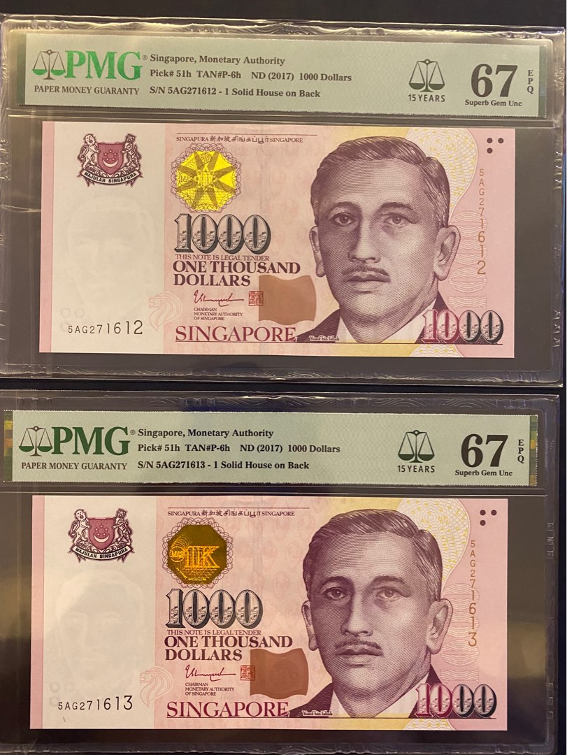 Singapore $1000 Portrait Tharman. Super Gem pmg67, Hobbies & Toys, Memorabilia & Collectibles ...
