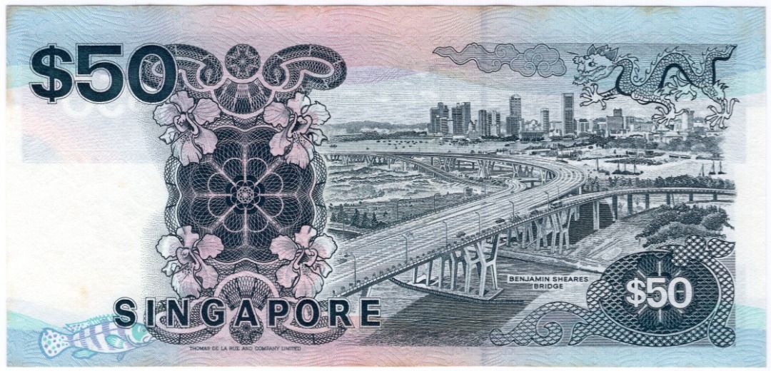 Singapore Ship Series $50 banknote with minor "Alignment Errors ...