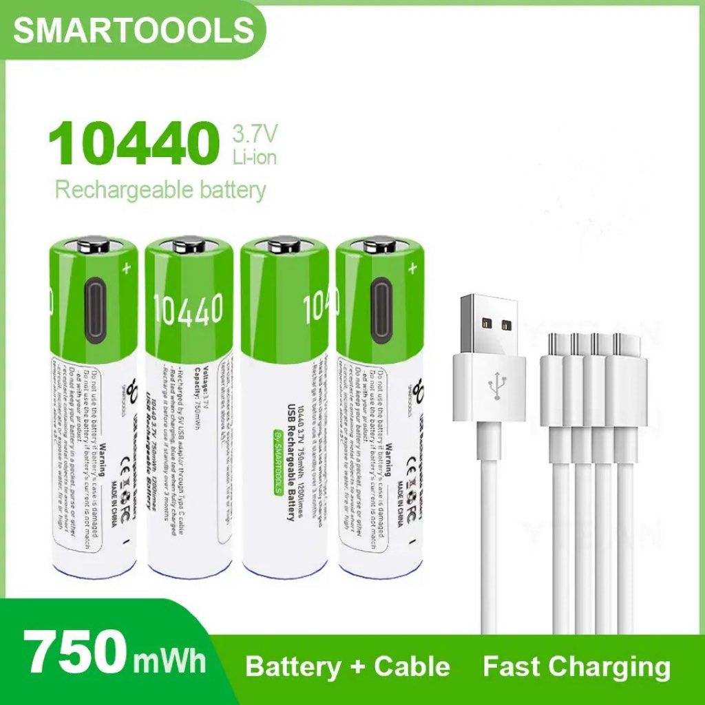 Smartoools 10440 3.7V 750mwh USB-C Lithium Rechargeable Battery, Mobile ...