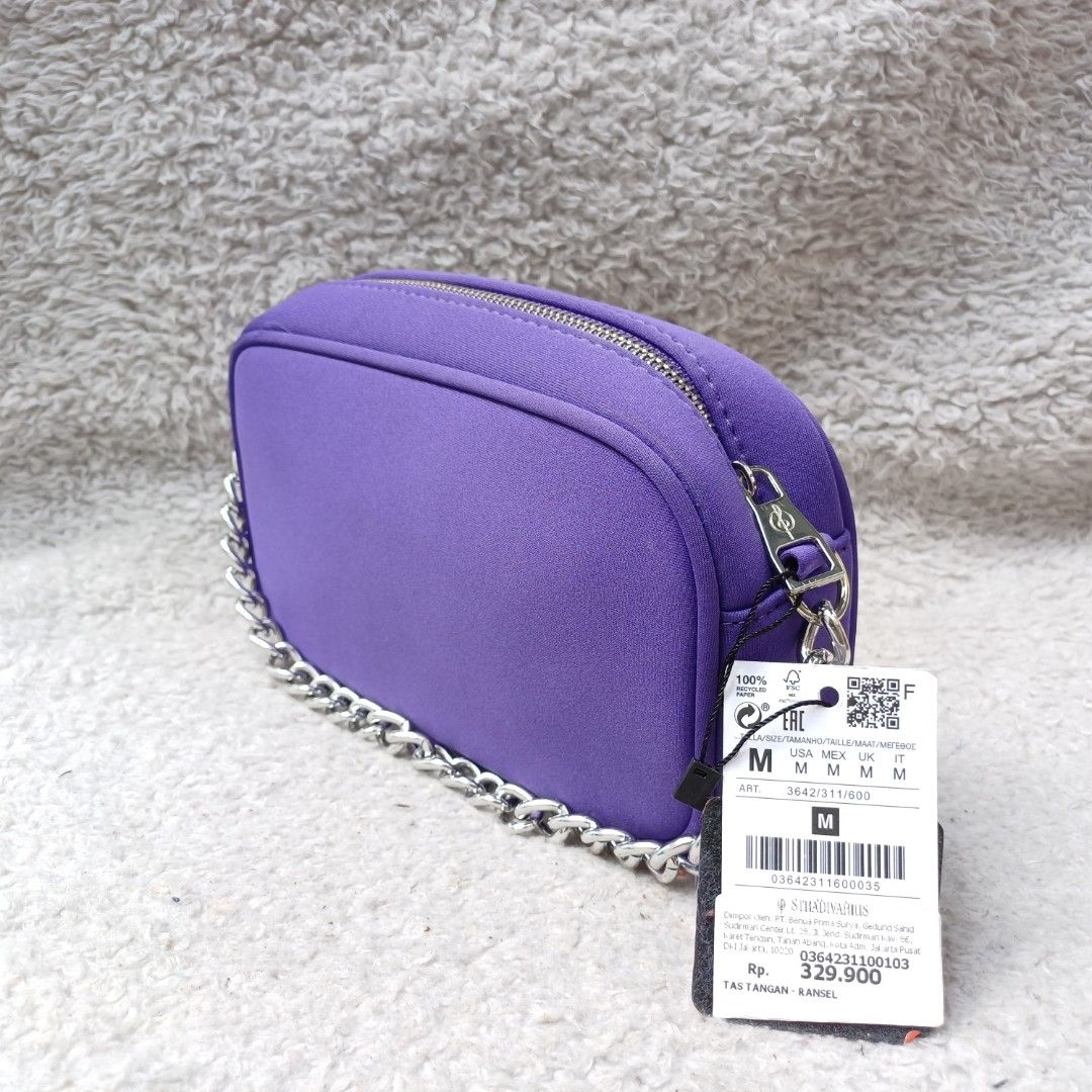STRADIVARIUS TAS UNGU SLING SHOULDER BAG BARU ASLI ORIGINAL, Fesyen ...