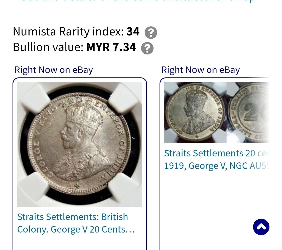 Straits settlements 20 cents 1919 old silver coin, Hobbies & Toys ...