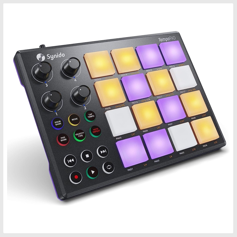 Synido MIDI Pad Beat Maker Machine with 16 RGB Beat Pads, USB Portable ...