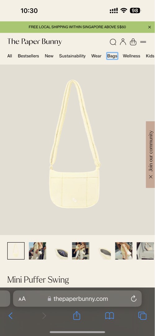 The Paper Bunny Mini Puffer Swing Brie, Women's Fashion, Bags & Wallets ...