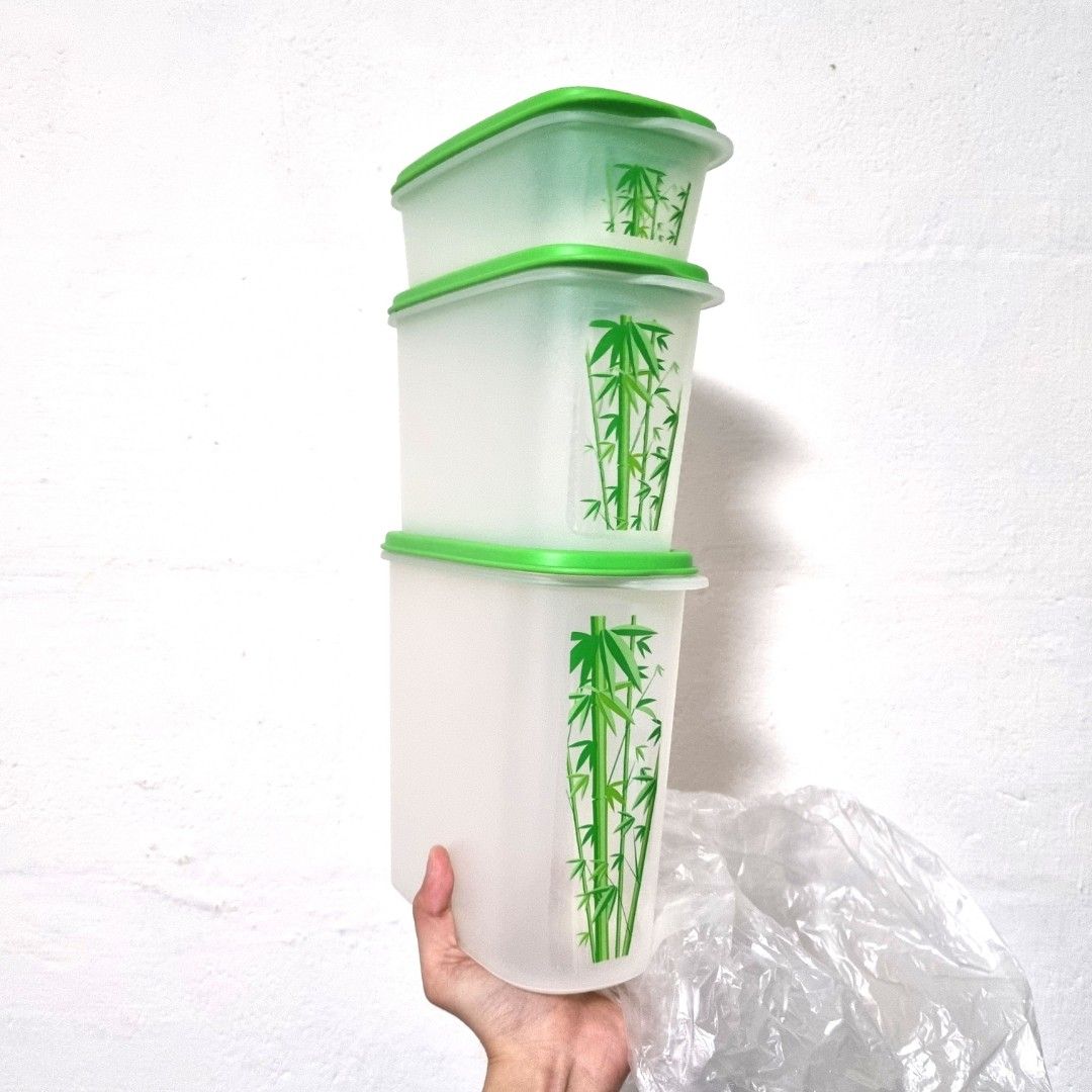 Tupperware 500 ml, 1.1L and 1.7L Bamboo Smart Saver Oval Rectangular ...
