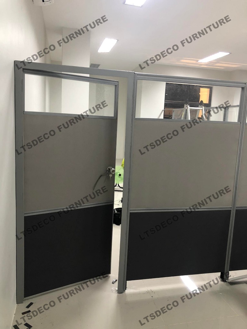 Two-Tone Panel W/ Door Office Partition, Furniture & Home Living ...
