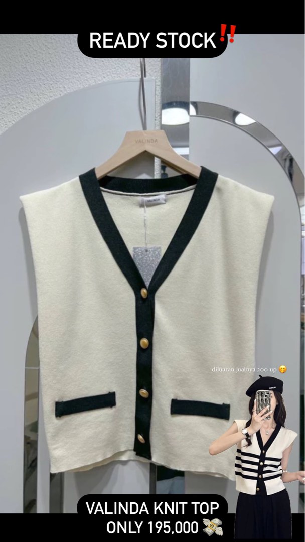 Valinda Knit Top, Fesyen Wanita, Pakaian Wanita, Atasan di Carousell
