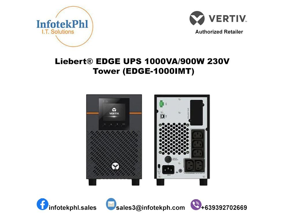 Vertiv Liebert® EDGE UPS 1000VA/900W 230V Tower (EDGE-1000IMT), Computers & Tech, Office ...