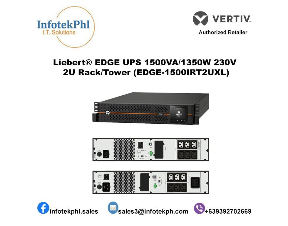 UPS Vertiv Liebert® EDGE UPS 1500VA/1350W 230V 2U Rack/Tower (EDGE-1500IRT2UXL), Computers ...