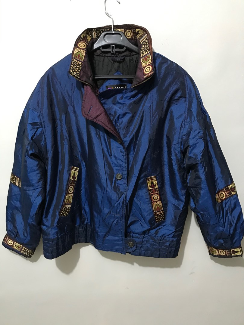 Vintage andy johns purple blue metallic winter jacket, Women's Fashion ...