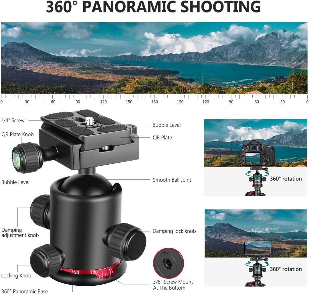 - NEEWER 79 inch / 200cm 15kg load Camera Tripod Monopod with Center ...