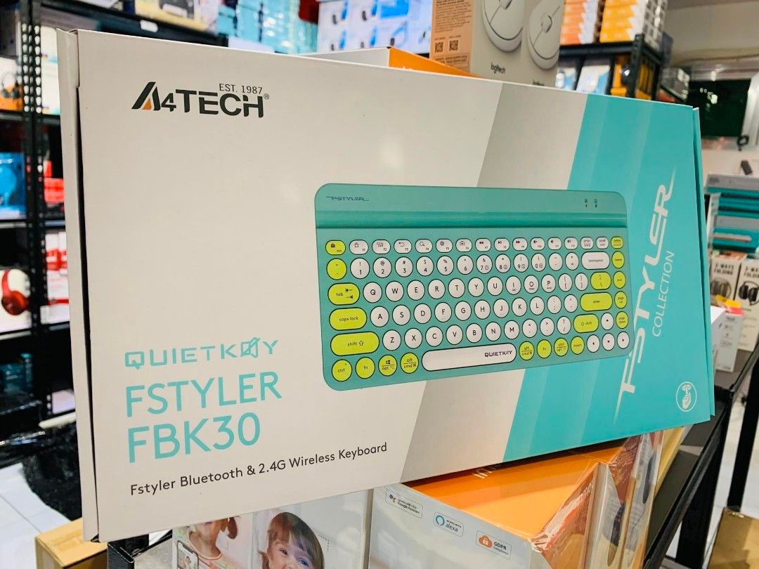 A4Tech Fstyler FBK30 Bluetooth & 2.4G Wireless Keyboard Avocado ...