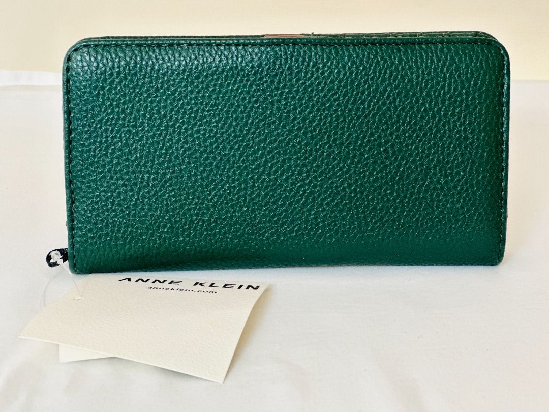 ANNE KLEIN AK EVERGREEN GREEN SLIM BIFOLD LEATHER CREDIT CARD HOLDER ...