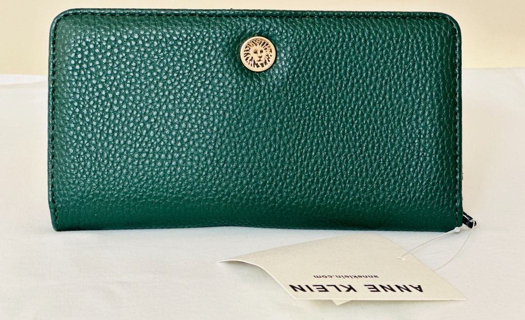 ANNE KLEIN AK EVERGREEN GREEN SLIM BIFOLD LEATHER CREDIT CARD HOLDER ...