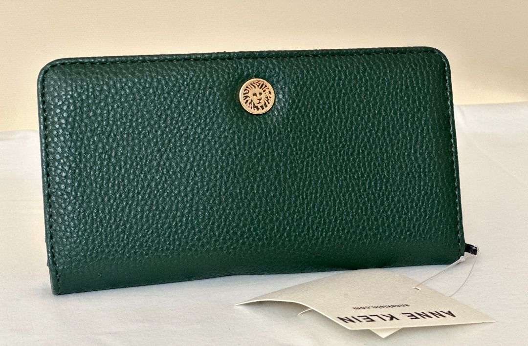 ANNE KLEIN AK EVERGREEN GREEN SLIM BIFOLD LEATHER CREDIT CARD HOLDER ...