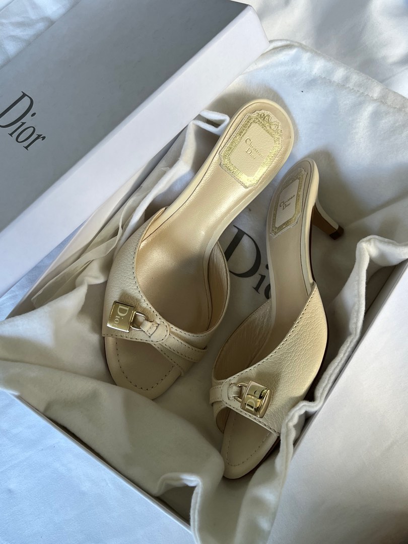 Authentic Christian Dior Lock Mules Kitten heels, Women's Fashion ...