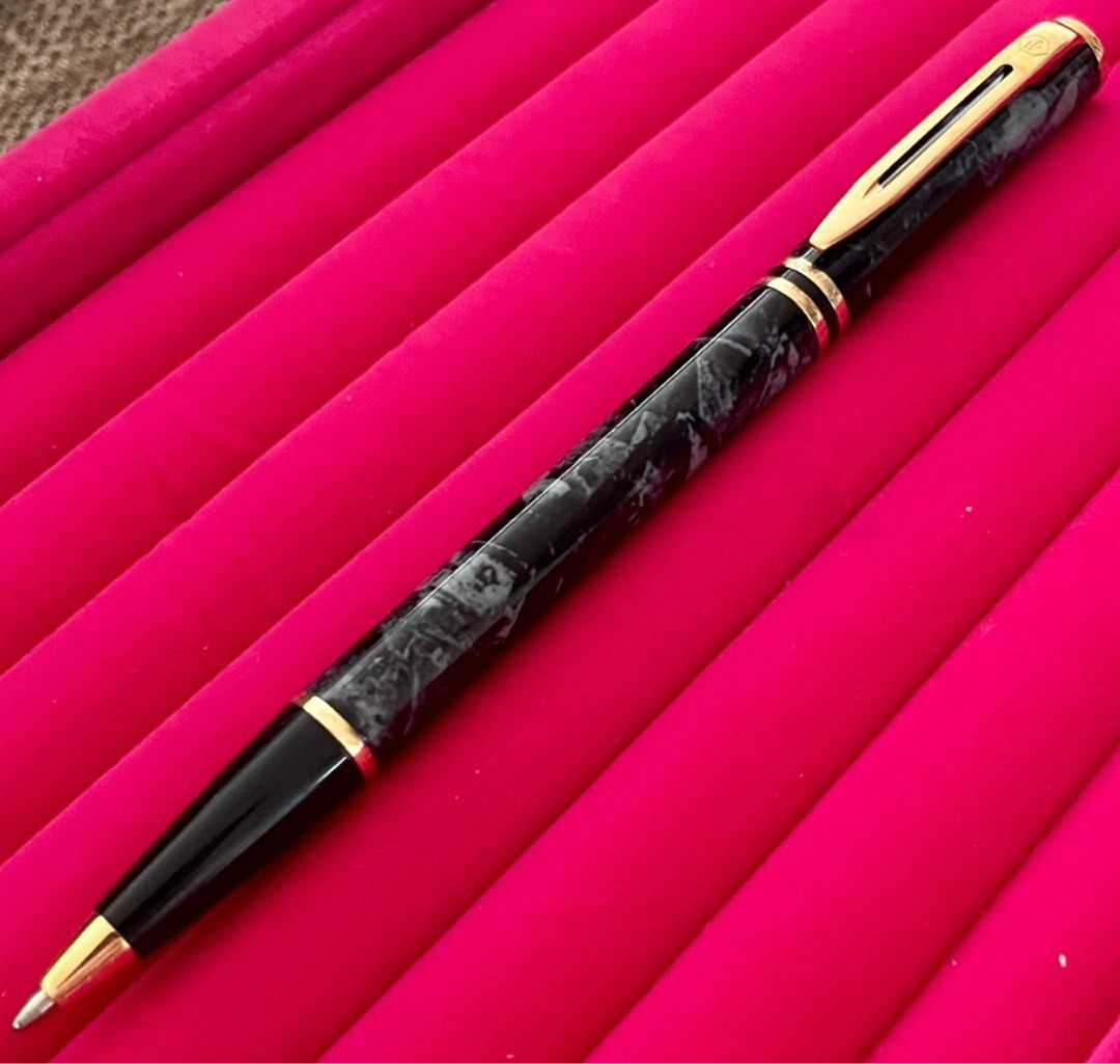 Authentic Waterman Laureat France Grey marble Lacquer & Gold-plated ...