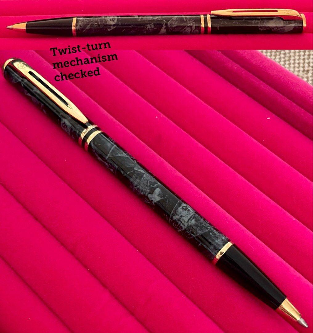 Authentic Waterman Laureat France Grey marble Lacquer & Gold-plated ...