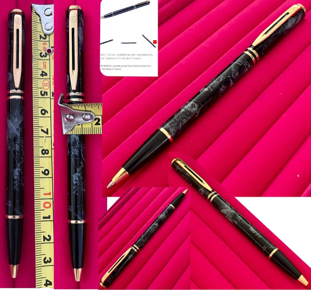 Authentic Waterman Laureat France Grey marble Lacquer & Gold-plated ...