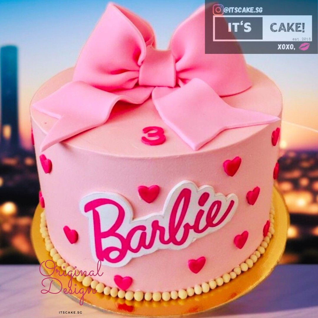 Barbie Ribbon Cake, Food & Drinks, Homemade Bakes on Carousell