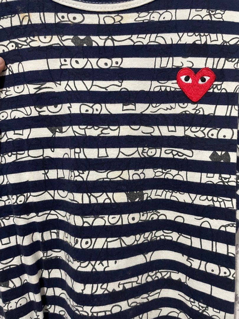 Cdg Tshirt Stripe The Simpsons Blue White, Men's Fashion, Tops & Sets ...