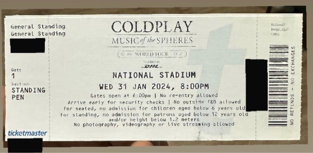 COLDPLAY TICKETS 31/01/2024, Tickets & Vouchers, Event Tickets on Carousell