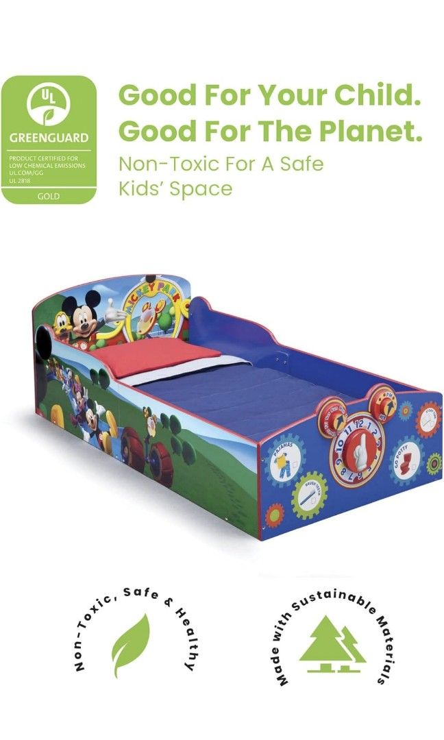 Delta Children Interactive Wood Toddler Bed, Disney Mickey Mouse ...