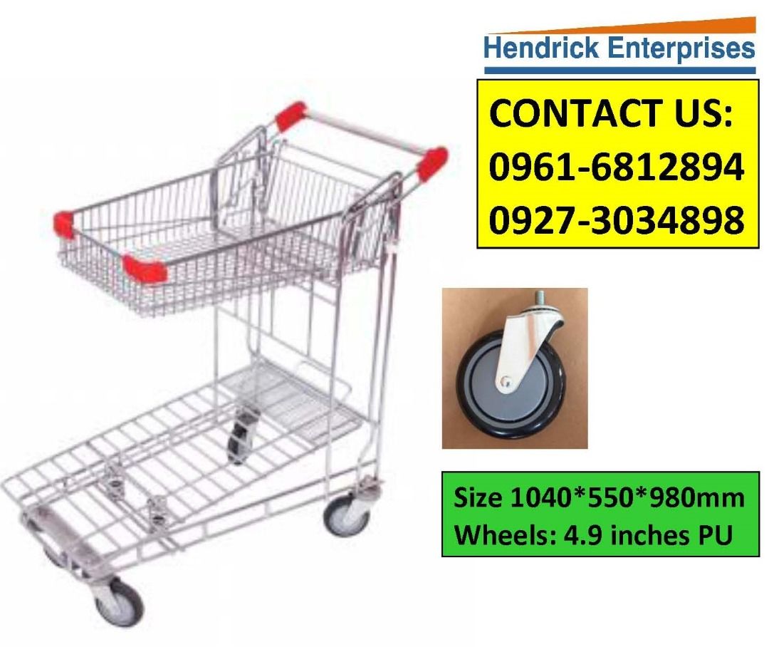 Double Layer Warehouse Shopping Pushcart Trolley Push Cart (NEW ...