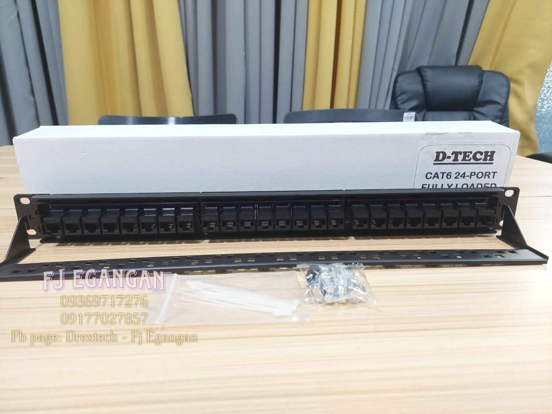 D-Tech Passthrough Patchpanel Cat6 24-ports Loaded and Unloaded, Computers & Tech, Parts ...