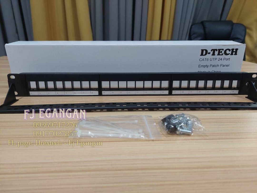 D-Tech Passthrough Patchpanel Cat6 24-ports Loaded and Unloaded, Computers & Tech, Parts ...