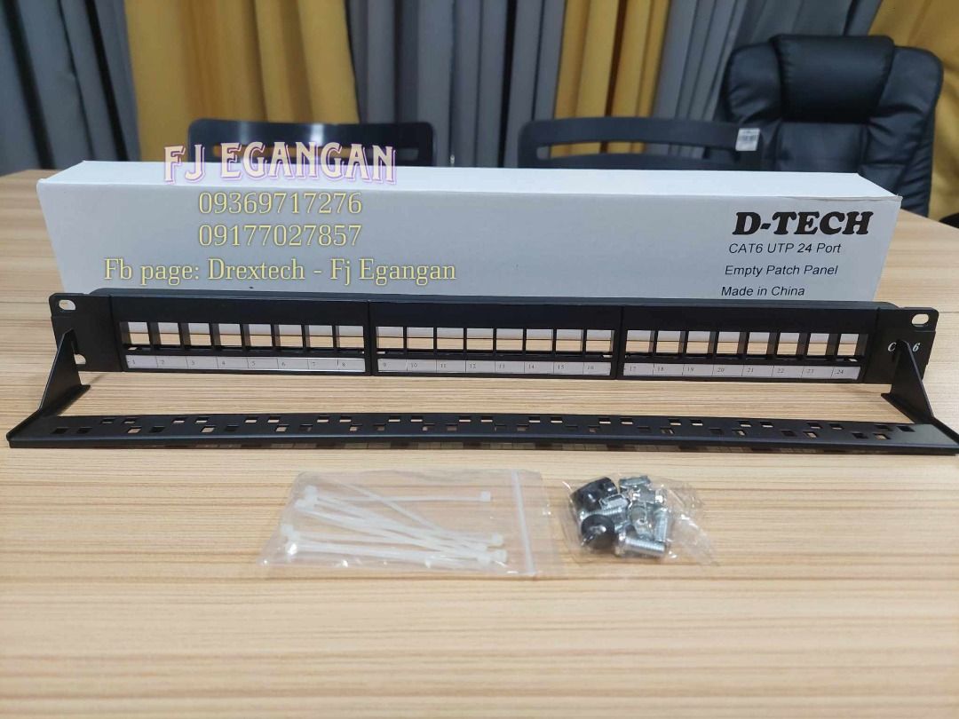 D-Tech Passthrough Patchpanel Cat6 24-ports Loaded and Unloaded, Computers & Tech, Parts ...