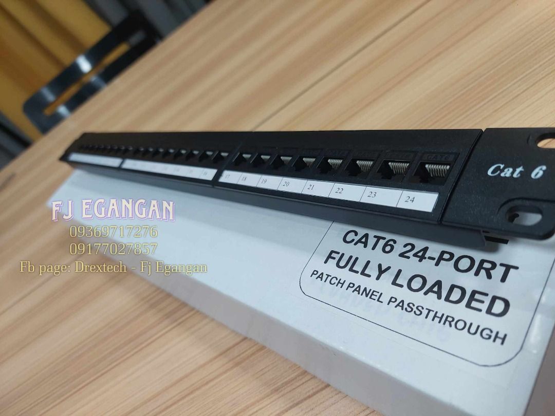 D-Tech Passthrough Patchpanel Cat6 24-ports Loaded and Unloaded ...