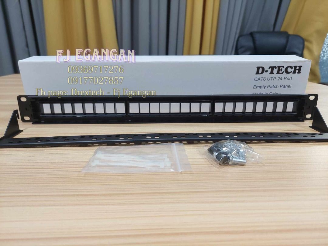 D-Tech Passthrough Patchpanel Cat6 24-ports Loaded and Unloaded, Computers & Tech, Parts ...