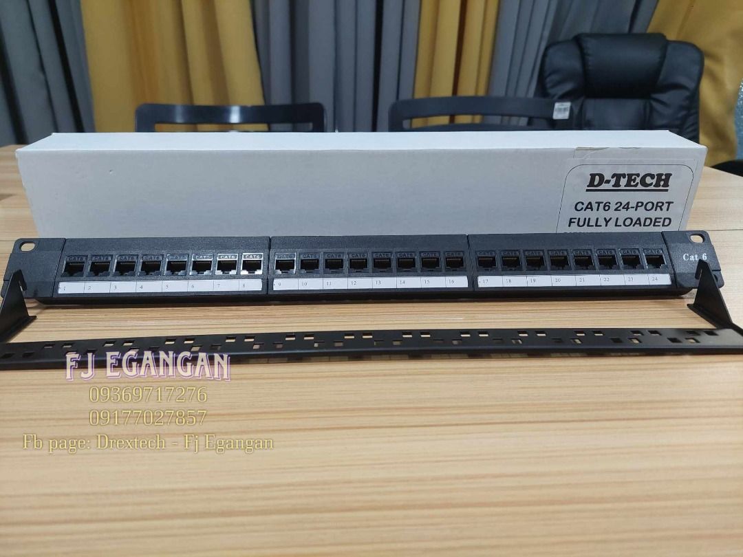 D-Tech Passthrough Patchpanel Cat6 24-ports Loaded and Unloaded, Computers & Tech, Parts ...