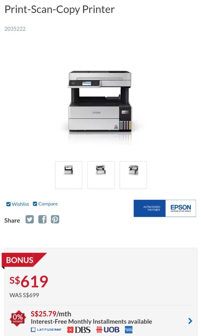 Epson Aio Ecotank L6460 Printer, Computers & Tech, Printers, Scanners ...