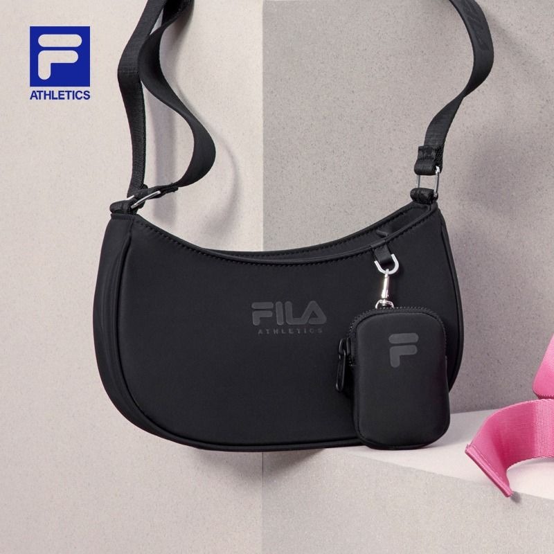 FILA Cross-Body Shoulder Nylon Handbag With Detachable Pouch (Black ...