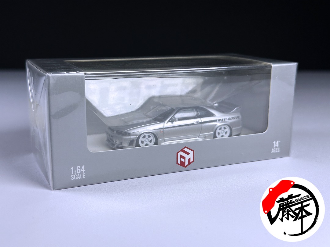 FOCAL HORIZON 1/64 NISSAN SKYLINE GTR R33 400R SILVER OPENABLE HOOD ...