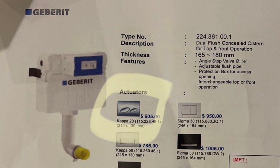 Geberit Water Tank 224.361.00.1 With Face Plate, Furniture & Home ...