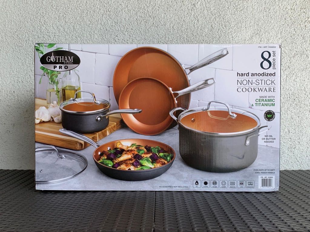 Gotham Steel Pro Non-Stick 8-piece Hard Anodized Cookware Set w ...