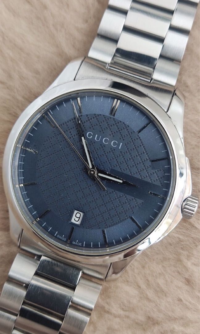 GUCCI G - Timeless Blue Checkerboard Dial Stainless steel Quartz 38mm ...
