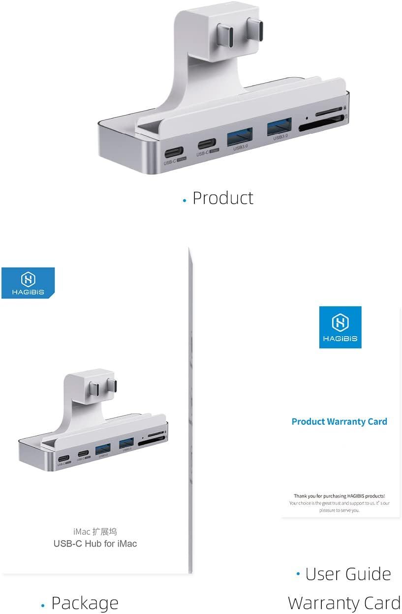 Hagibis iMac Hub with USB C 3.1, USB 3.0 Ports and SD/Micro SD Card ...