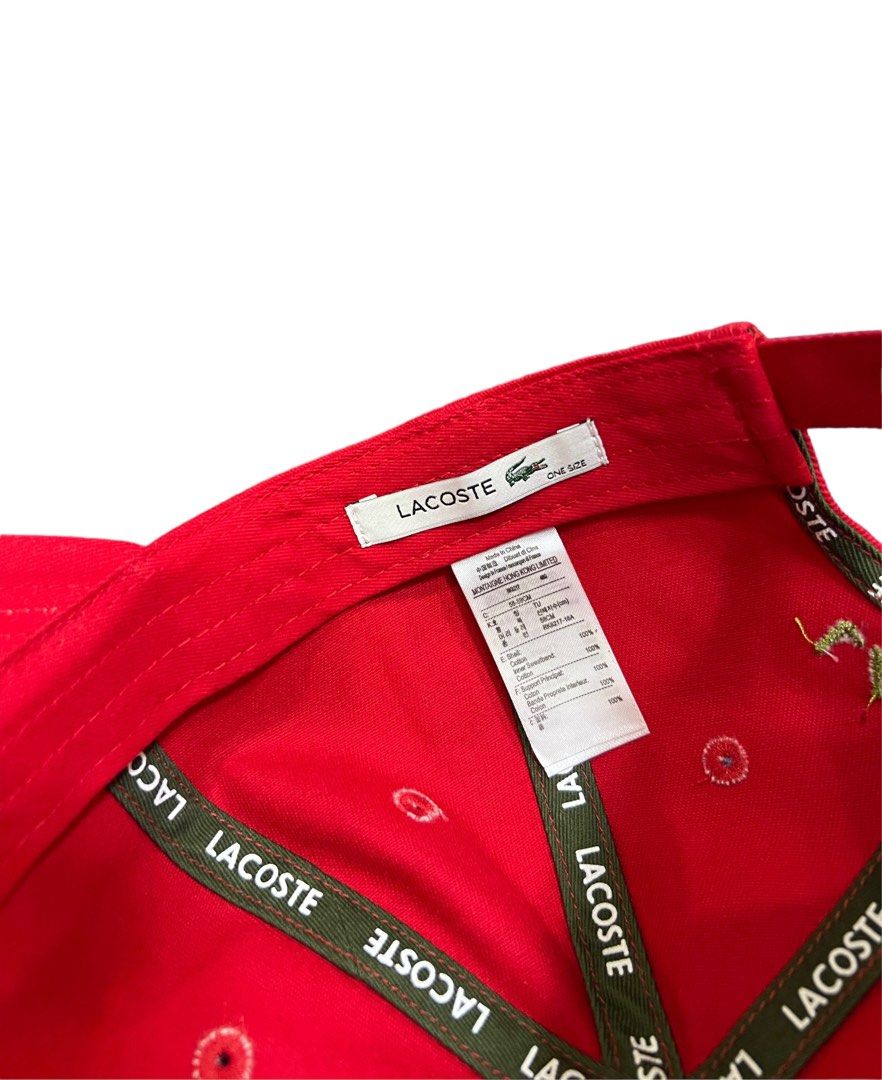 Lacoste Red Big Logo Dadhat Cap, Men's Fashion, Watches & Accessories ...