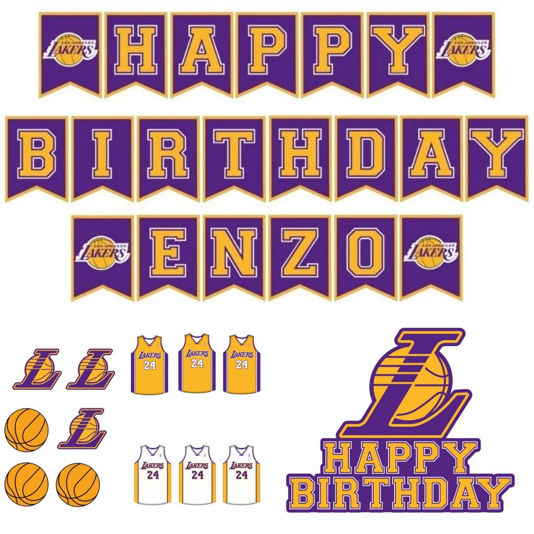 Los Angeles Lakers NBA Team Basketball Theme Birthday Party Banner ...