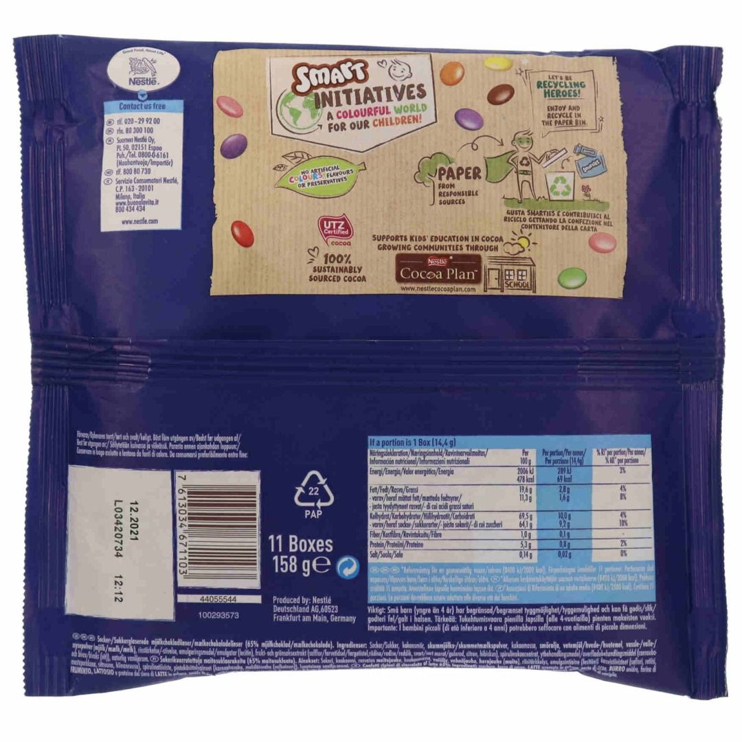 Nestle Smarties Mini Pack Smarty Chocolate (11 mini boxes / pack) 158g ...