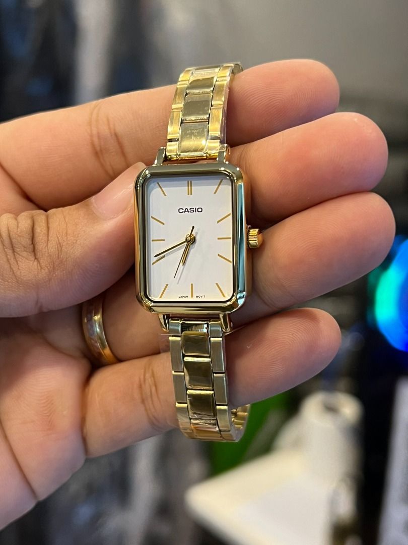 ORIGINAL CASIO Analog White Dial Gold Stainless Steel Ladies Watch LTP ...