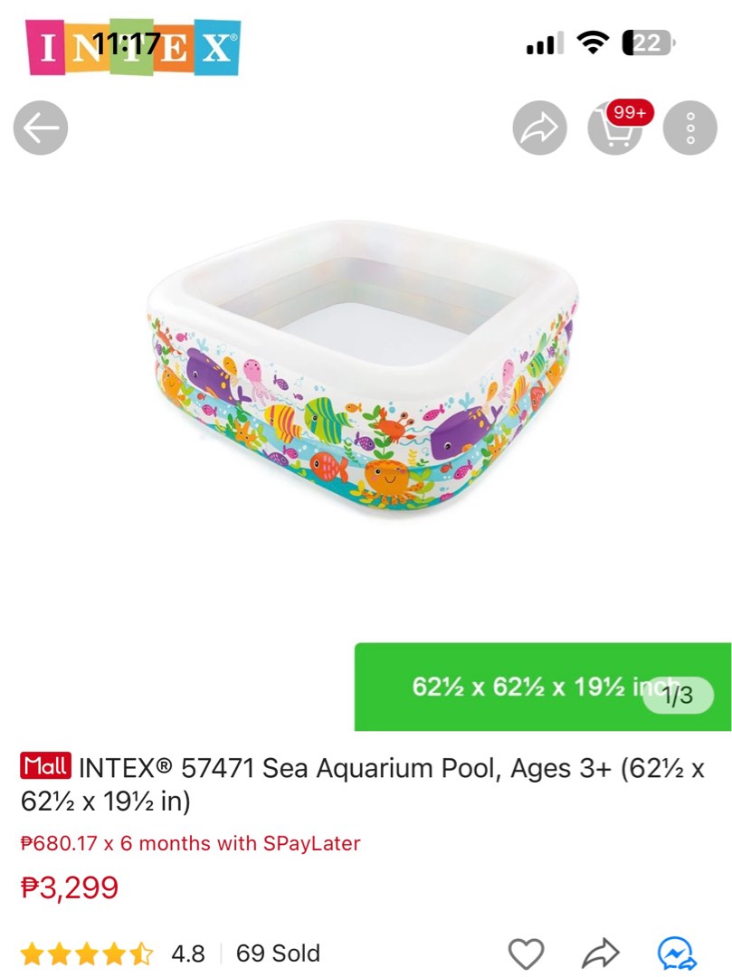 Original intex kiddie pool / sea aquarium pool, Babies & Kids, Baby ...