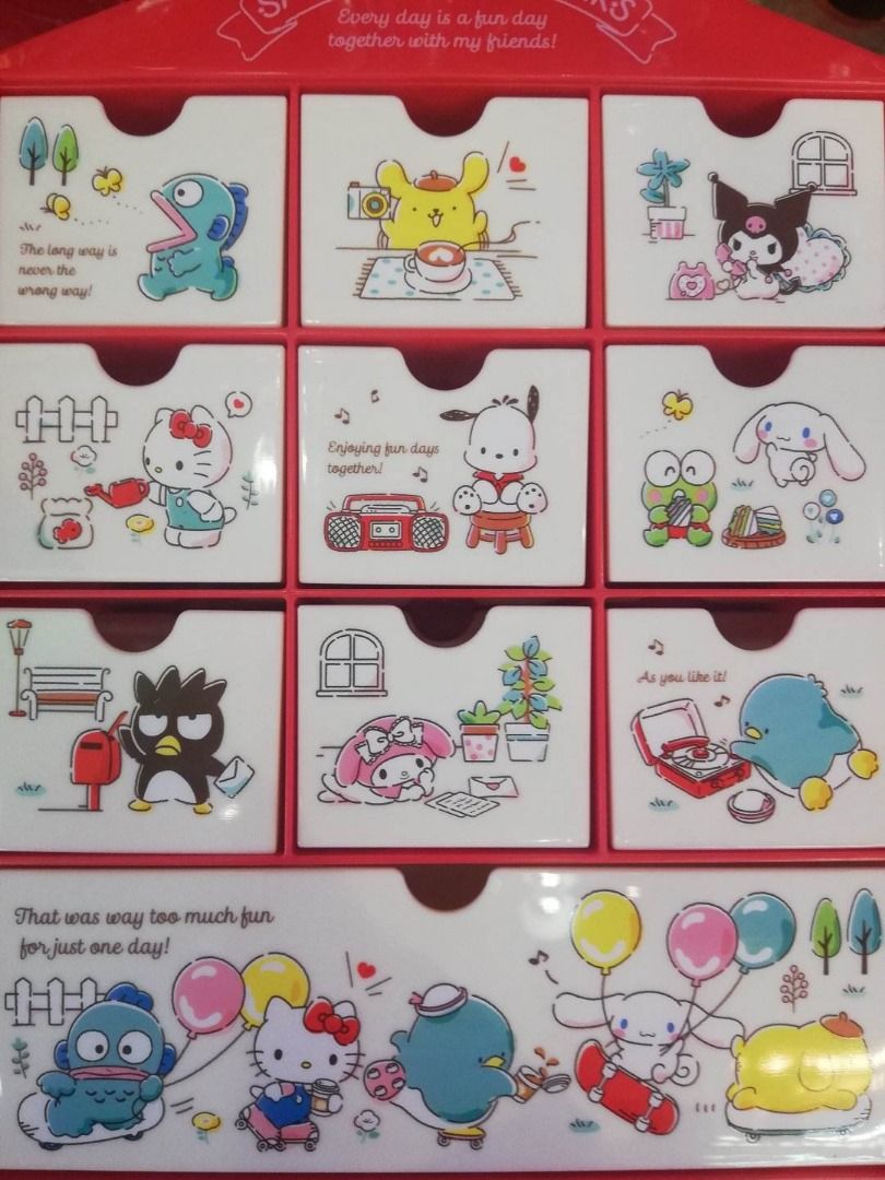 Original Sanrio 2021 Character Friends Hello Kitty Red Dual Face Chest ...