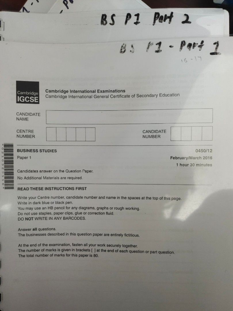 Business studies Past year paper IGCSE paper 1, Hobbies & Toys, Books ...