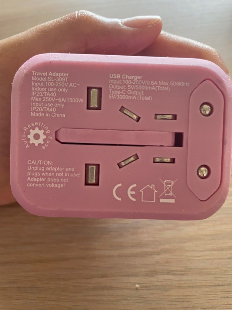 Pink travel adapter, Computers & Tech, Parts & Accessories, Cables ...